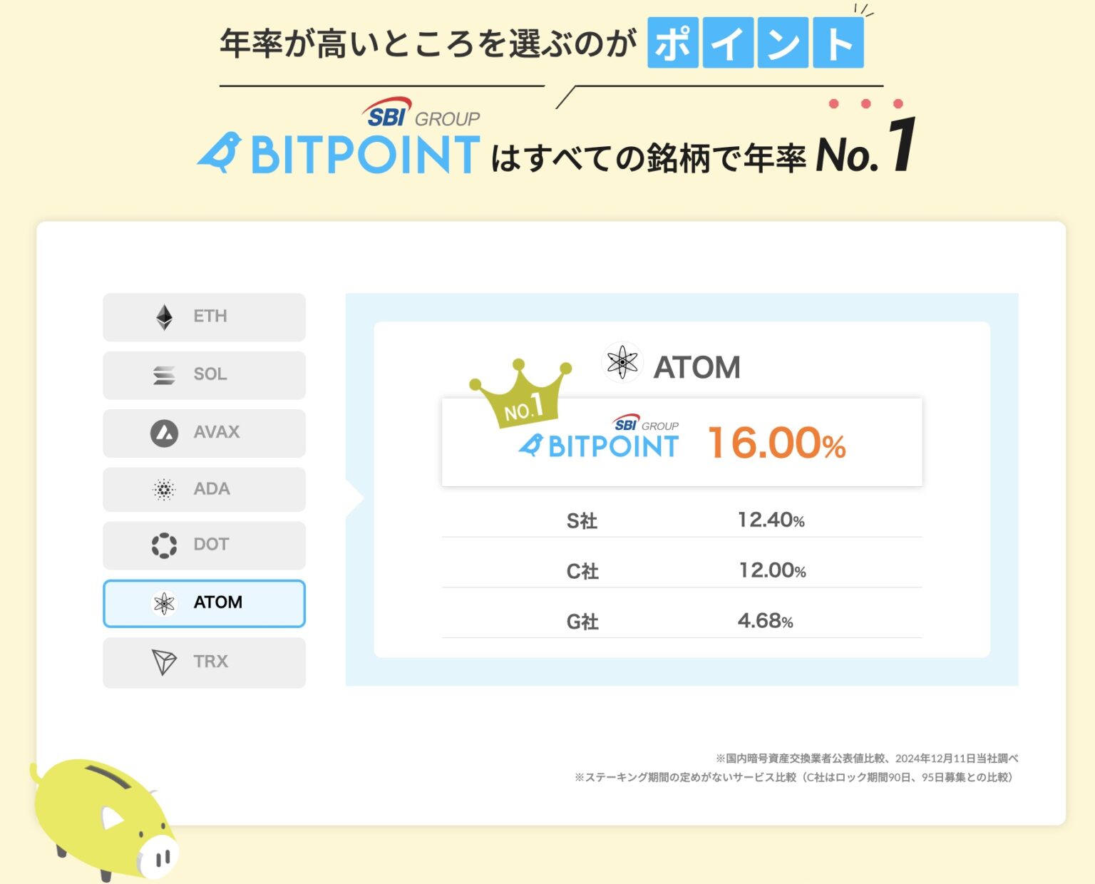 BITPOINTでステーキング報酬を得る手順。ETH・SOL・ATOMなど対象銘柄も紹介【年率国内No.1】 | CosmoCrypto